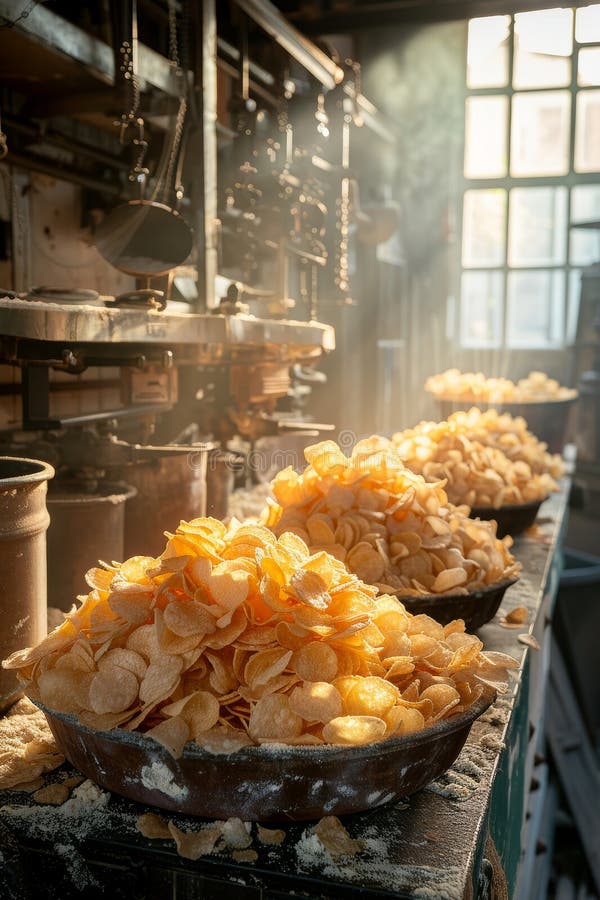 Bowls with Chips for the Production of Potato Chips at a Factory Stock ...