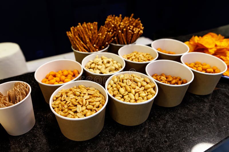 Bowls with Different Types of Nuts for Snack. Stock Illustration ...