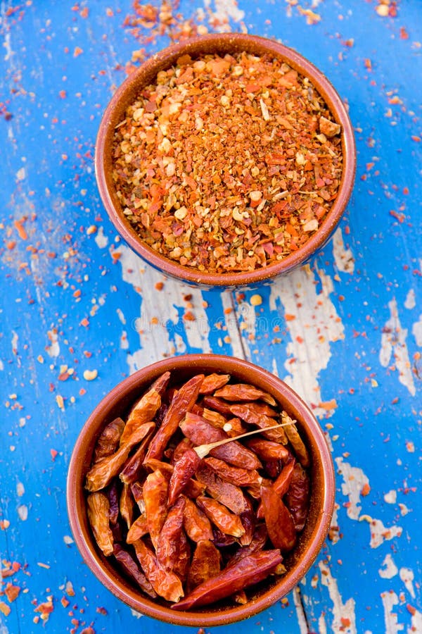 Bowls with Paprika and Red Chilli Pepper Stock Photo - Image of powder ...