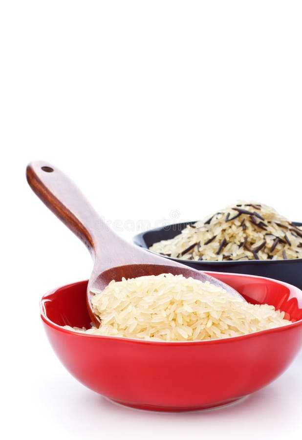Bowls of Raw Rice stock photo. Image of contrast, dietary - 21368244