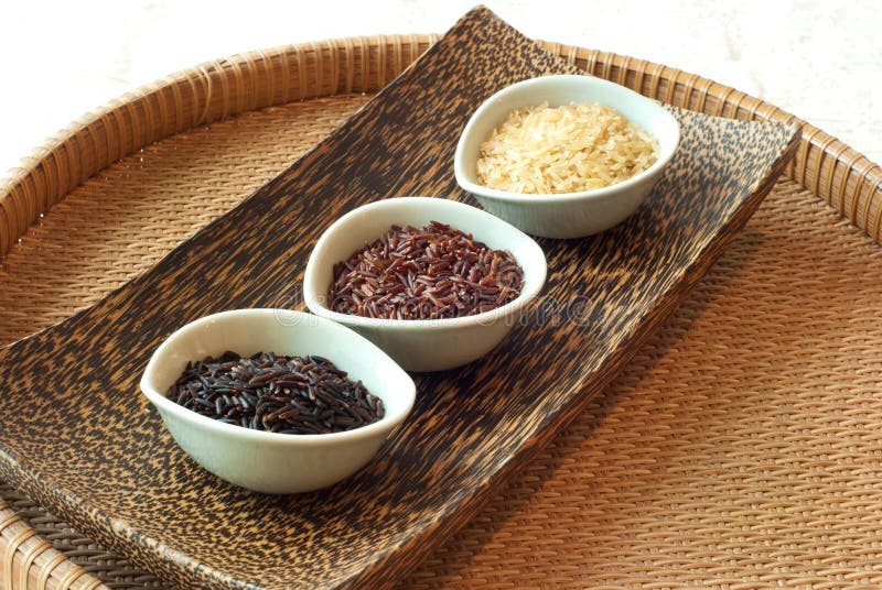 3 bowls of raw rice stock image. Image of bowl, dried - 31675871