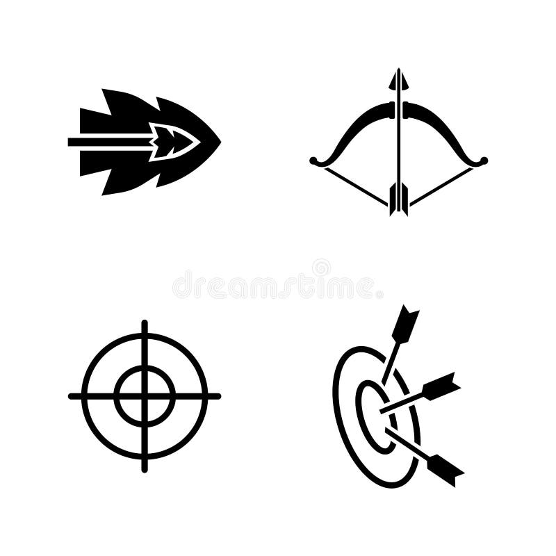 Bows and Arrows. Simple Related Vector Icons Stock Vector - Illustration of achievement, aiming ...