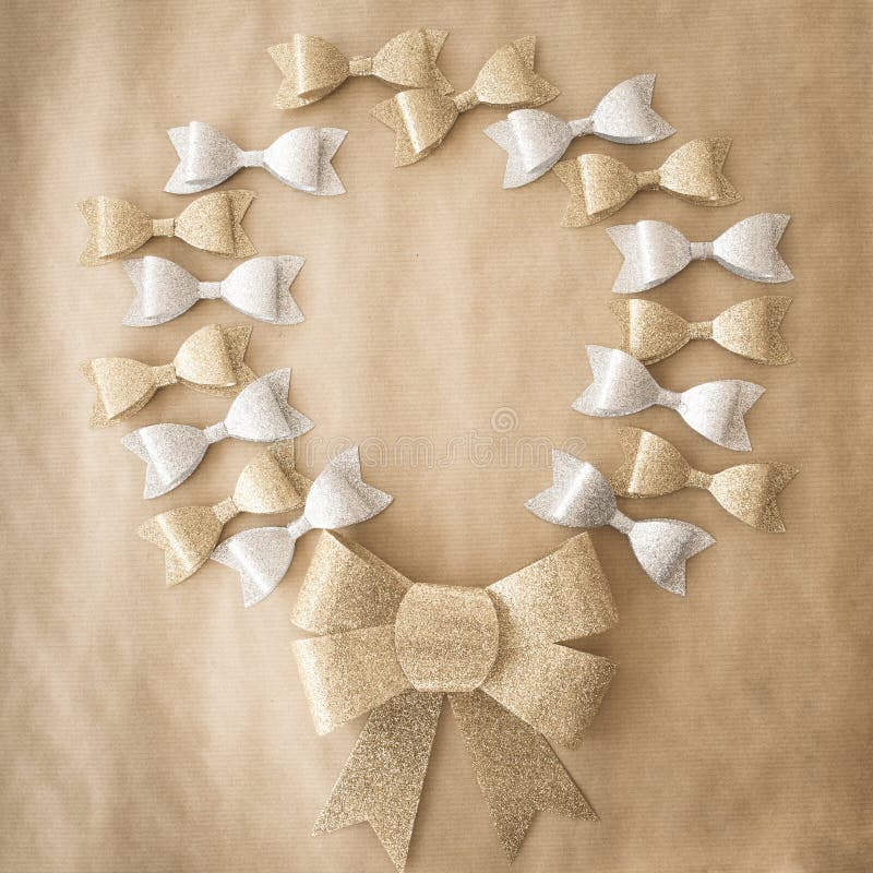 Bows in gold and silver stock image. Image of wrath, festive - 62938895
