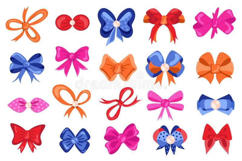 Bows Mega Set Elements in Flat Design. Vector Illustration Isolated ...