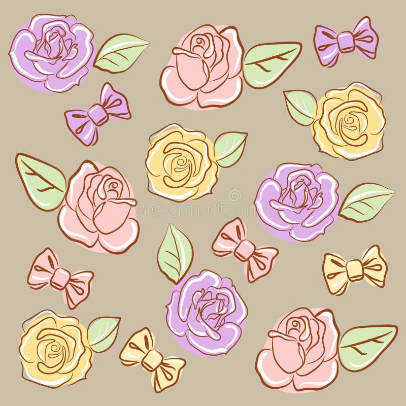 Bows`n`roses stock vector. Illustration of bouquet, drawing - 13383566