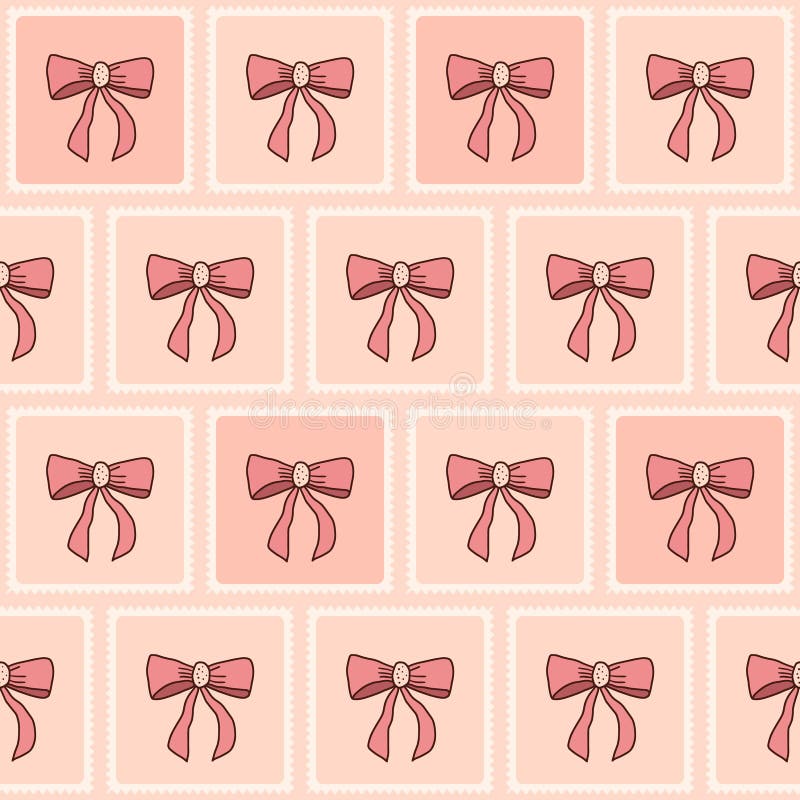 Bows Quilted Seamless Pattern. Pink Wrapping Band Patchwork Repeat ...