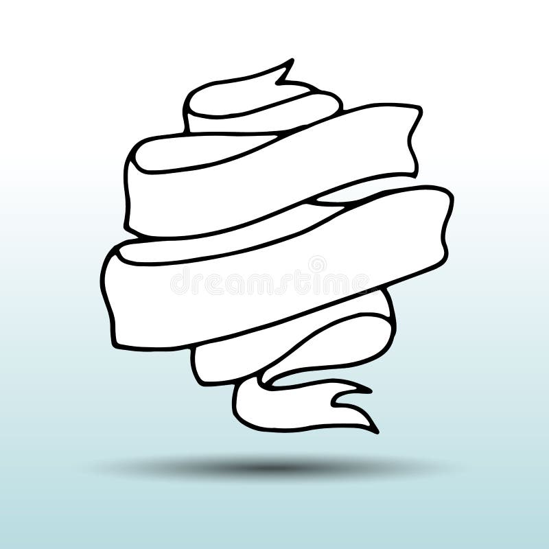 Bows and Ribbons Set. Hand Drawn Ink Strips on White Back Stock ...