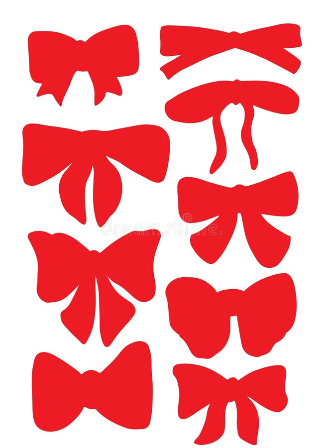 Bows Set. Design Elements in the Form of Various Bows. Holidays, Decorations, Hairpins. Sticker ...