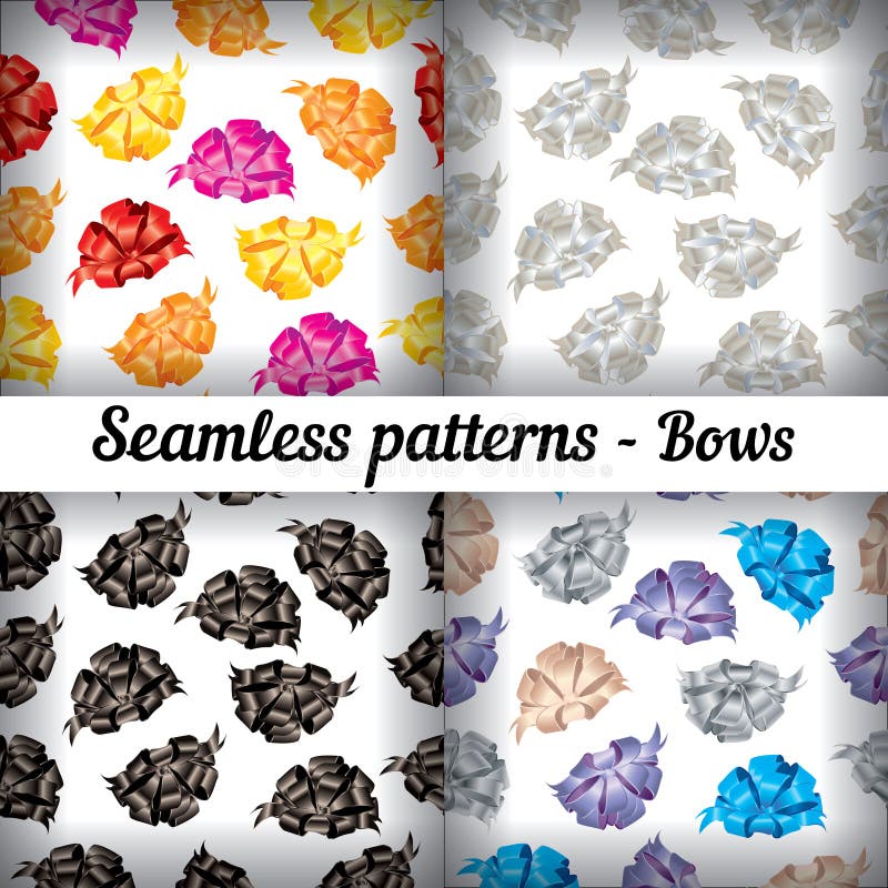 Bows. Set of Seamless Patterns Stock Vector - Illustration of surprise ...