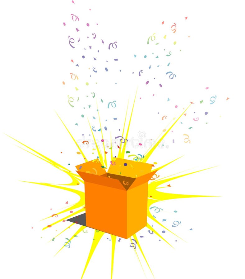 Illustrated Box with Confetti Stock Vector - Illustration of party ...