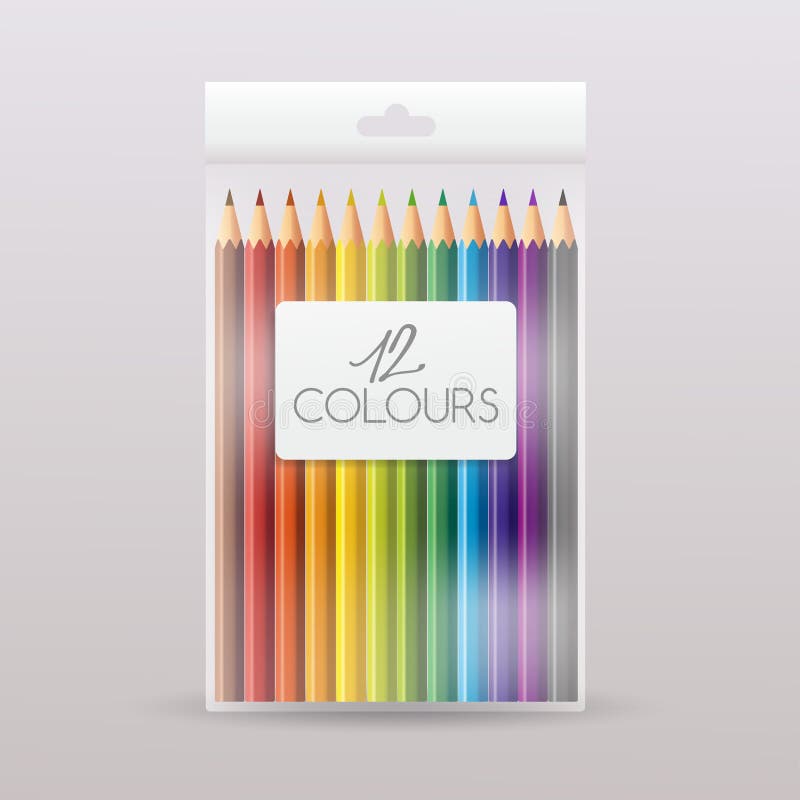 Colored Pencil Packaging : Transparent Plastic Package : Vector ...