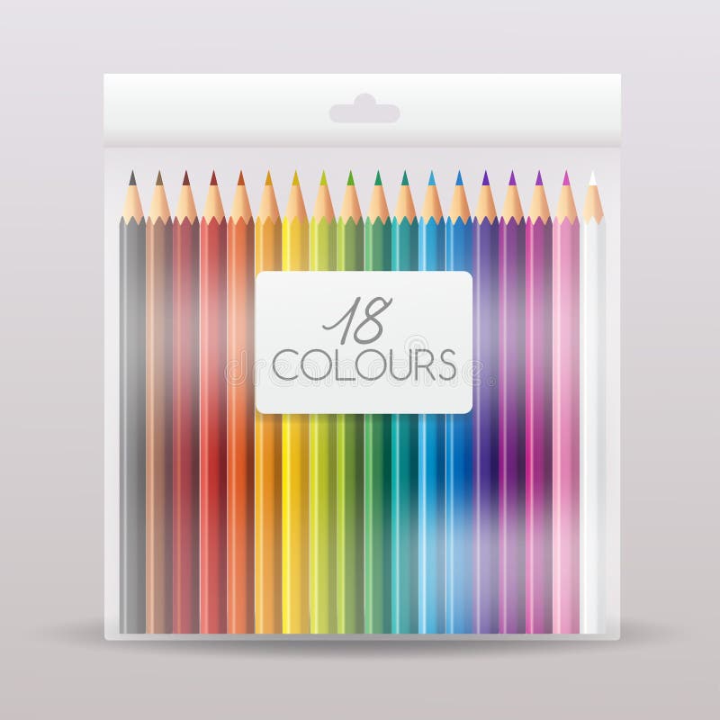 Colored Pencil Packaging : Transparent Plastic Package : Vector ...