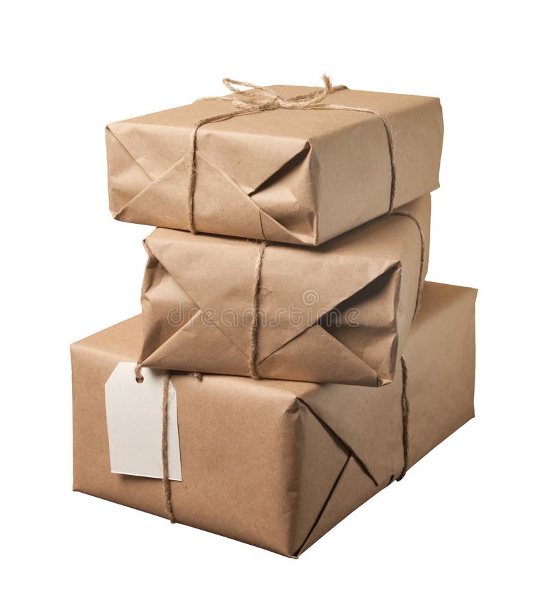 Brown packages stock image. Image of freight, label, correspondence ...