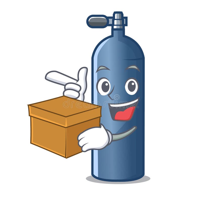 With Box Air Tank Diving Isolated the Mascot Stock Vector ...