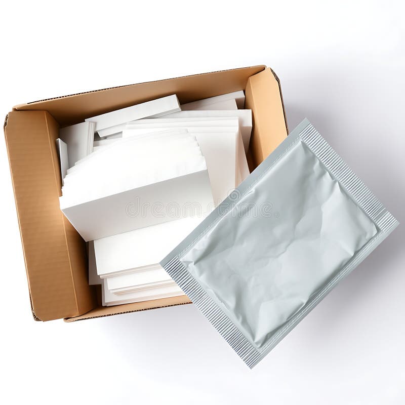 A Box of Alcohol Prep Pads with One Pack Opened and Lying Flat on White ...