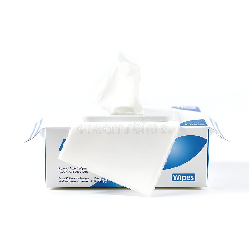 A Box of Alcohol Wipes with a Single Wipe Removed and Placed Flat on a ...