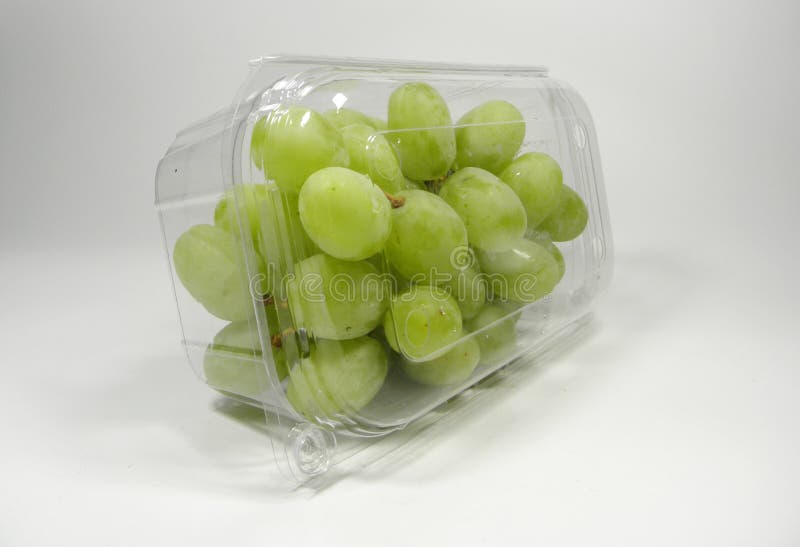 A Box of American Seedless Green Grapes Packed in a Transparent Plastic ...