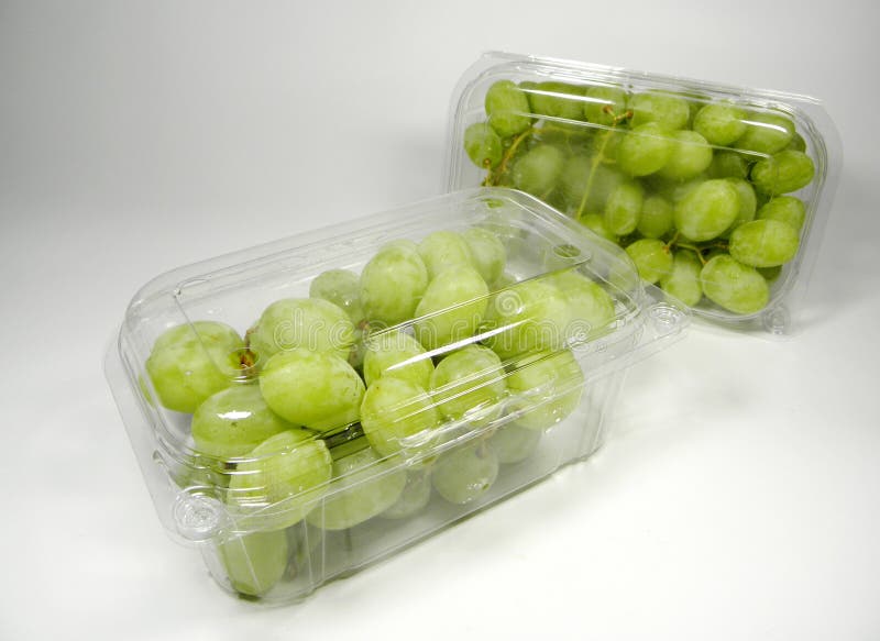 A Box of American Seedless Green Grapes Packed in a Transparent Plastic ...