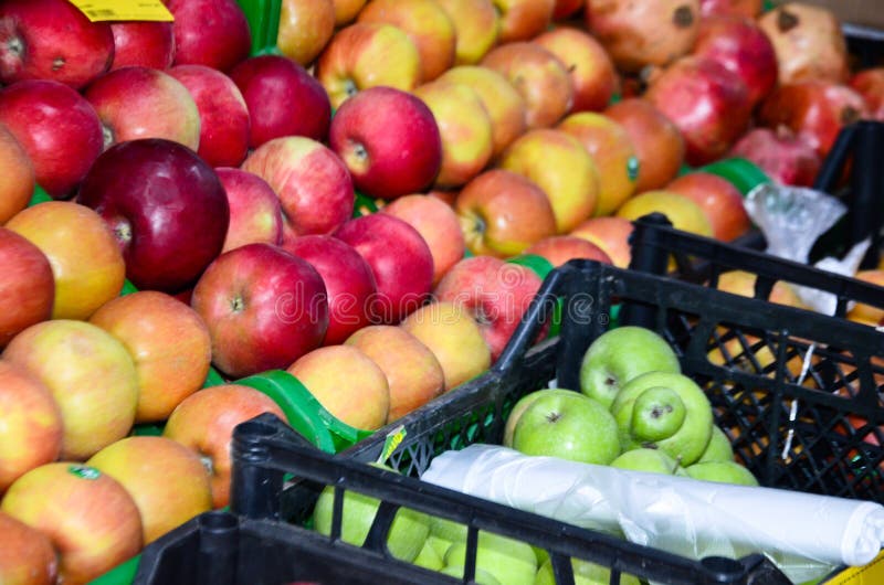 In a Box of Apples in the Supermarket Stock Image - Image of group ...