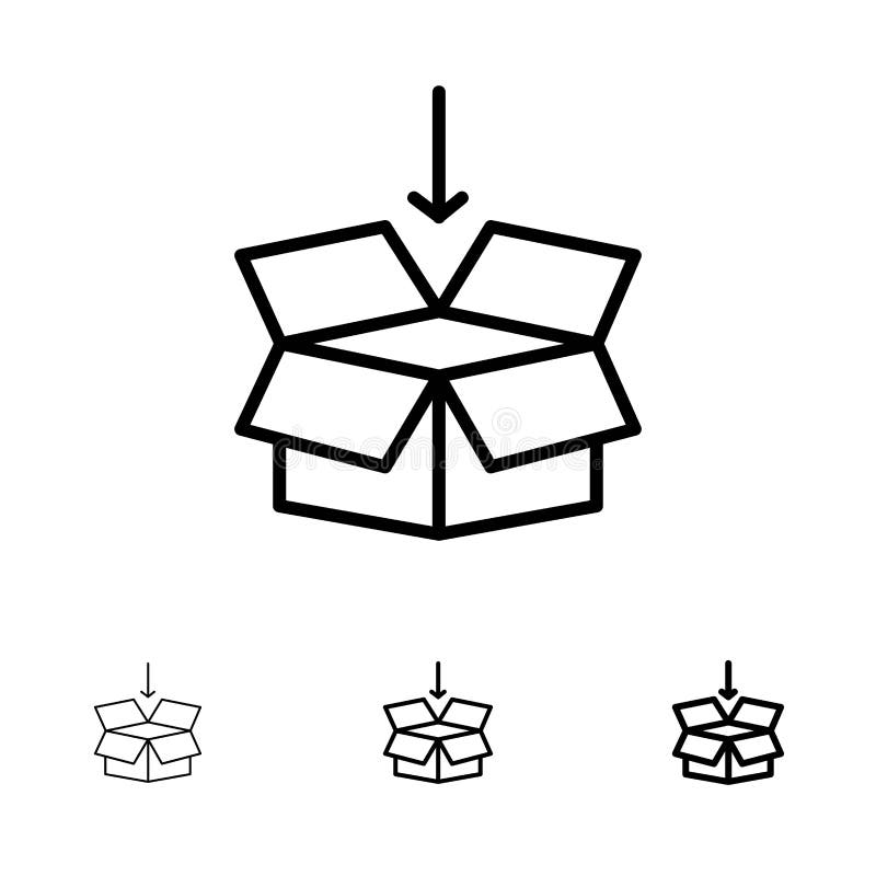 Box, Arrow, Shipping, Education Bold and Thin Black Line Icon Set Stock ...