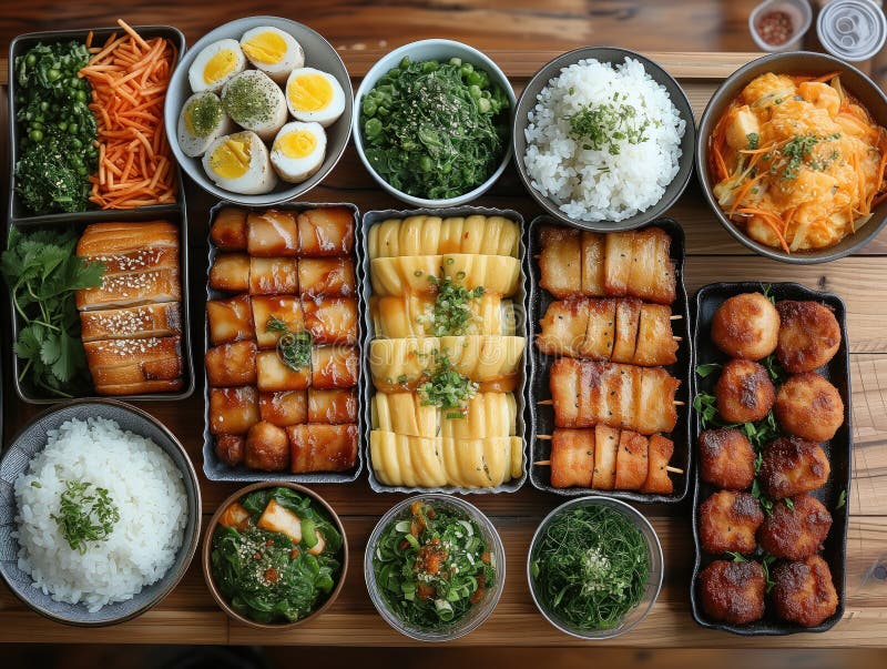 Box with Asian Food Closeup Stock Illustration - Illustration of lunch ...