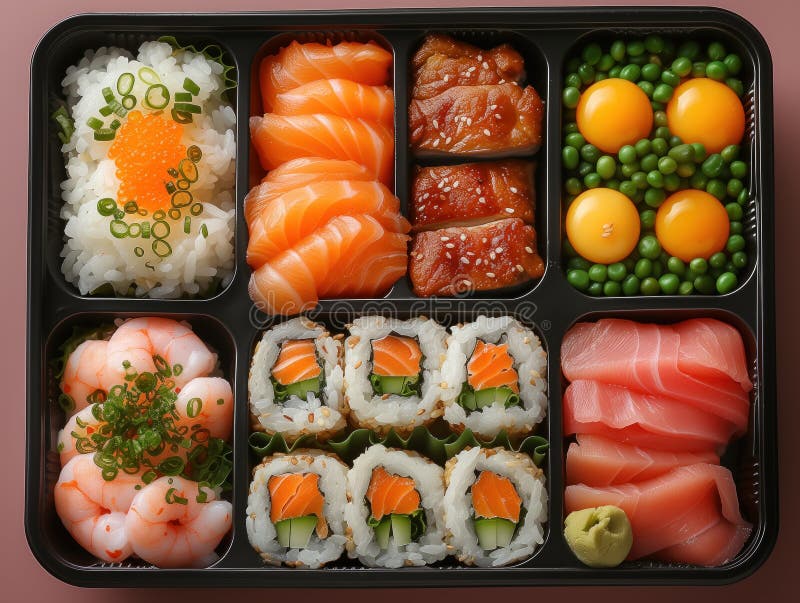 Box with Asian Food Closeup Stock Illustration - Illustration of ...