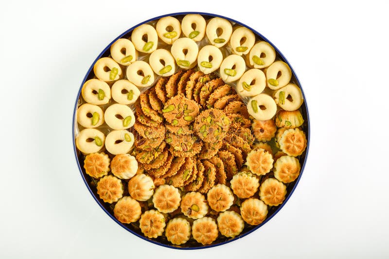 A Box of Assorted Arabic Sweets with Pistachios Stock Image - Image of ...