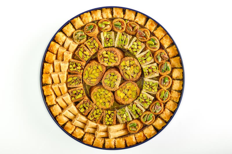 A Box of Assorted Arabic Sweets with Pistachios Stock Image - Image of ...