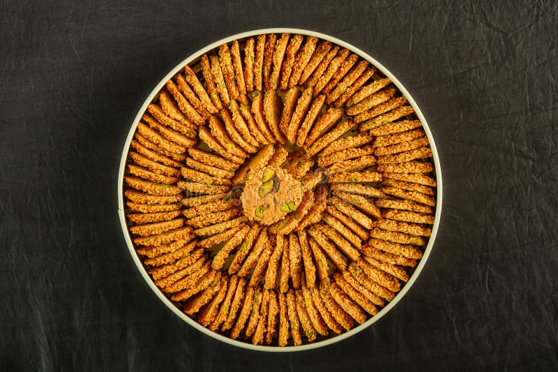 A Box of Assorted Arabic Sweets with Pistachios Stock Image - Image of ...