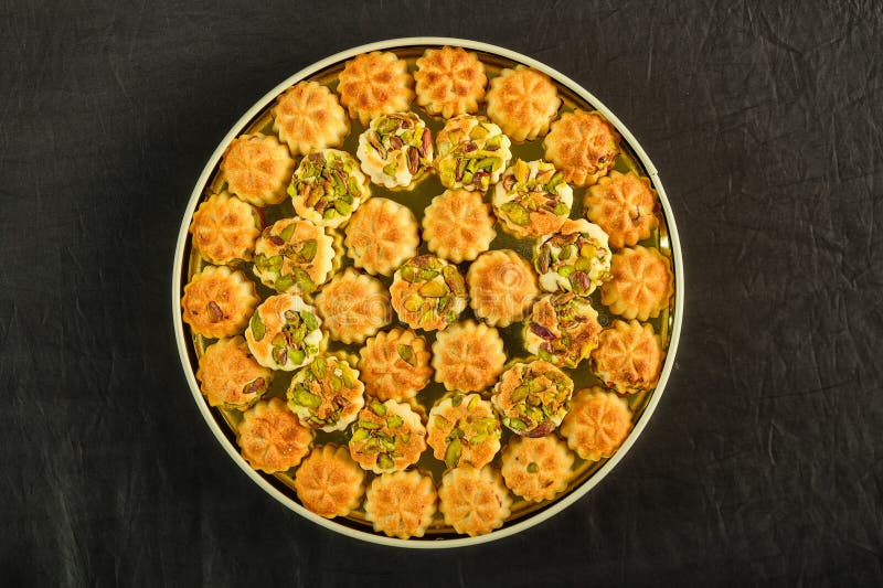 A Box of Assorted Arabic Sweets with Pistachios Stock Photo - Image of ...