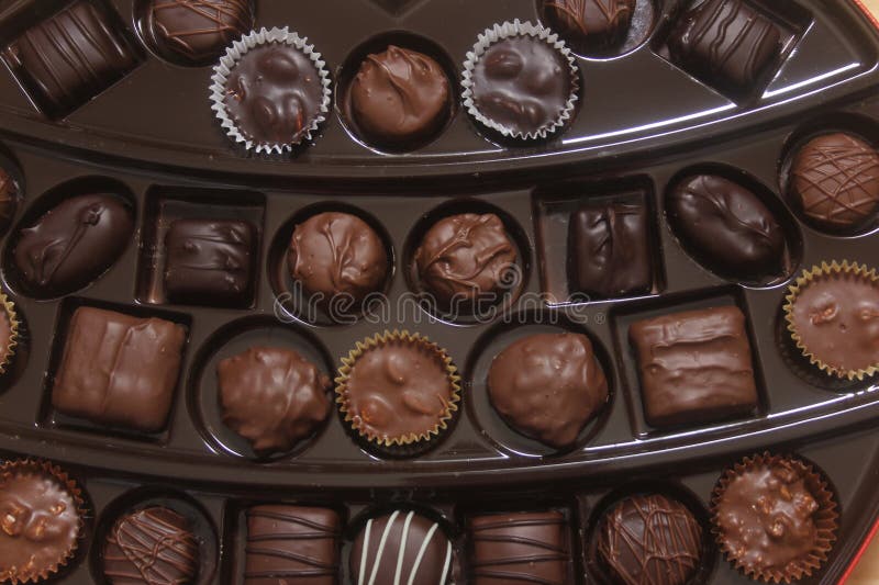 Box of Assorted Chocolate Candies for Gift Close Up Stock Photo - Image ...