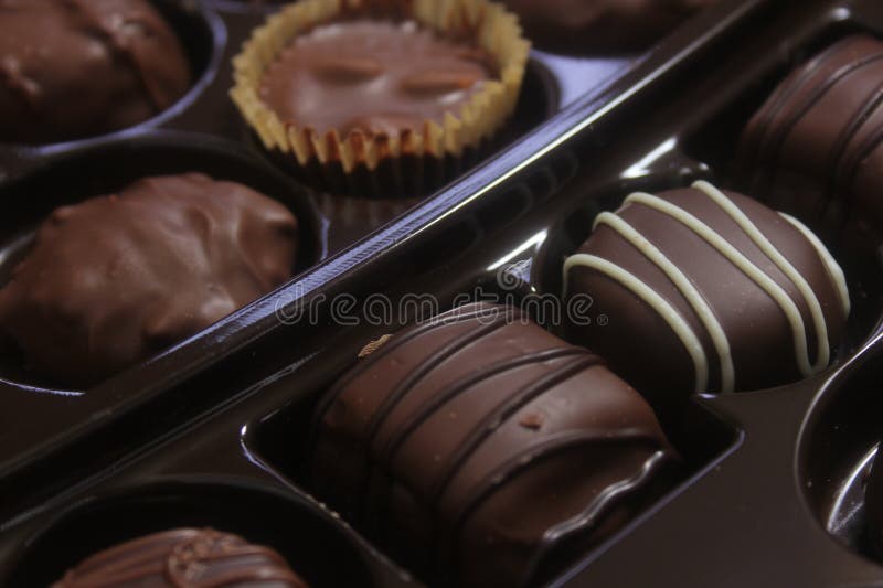 Box of Assorted Chocolate Candies for Gift Close Up Stock Image - Image ...