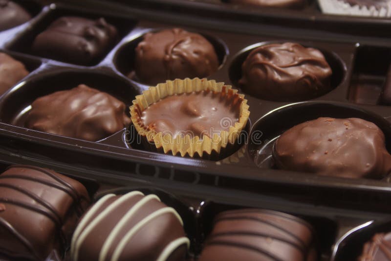 Box of Assorted Chocolate Candies for Gift Close Up Stock Image - Image ...