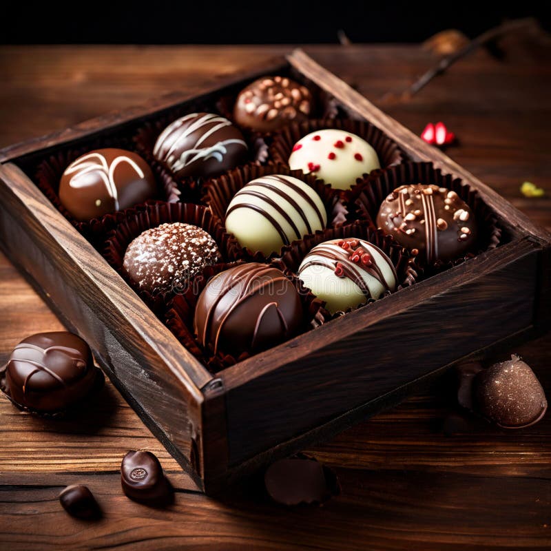 A Box of Assorted Chocolate Candies on the Table Stock Image - Image of ...
