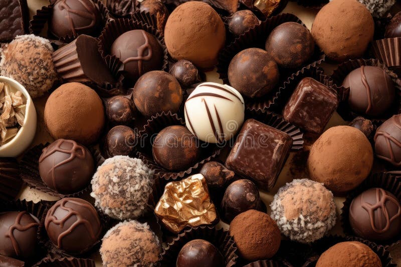 Box of Assorted Chocolate Truffles, in Various Shapes and Sizes Stock ...