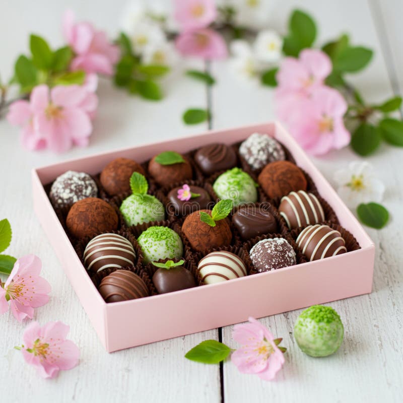 A Box of Assorted Chocolates is Arranged in Neat Rows, Featuring ...