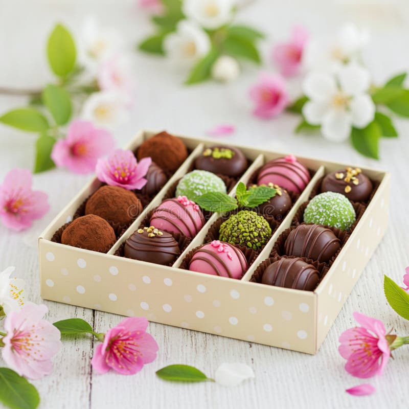 A Box of Assorted Chocolates is Arranged in Neat Rows, Featuring ...