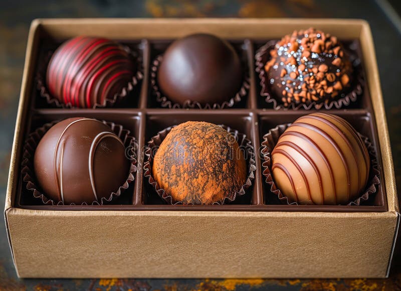 Box of Assorted Chocolates. Chocolate Covered Truffles in a Cardboard ...