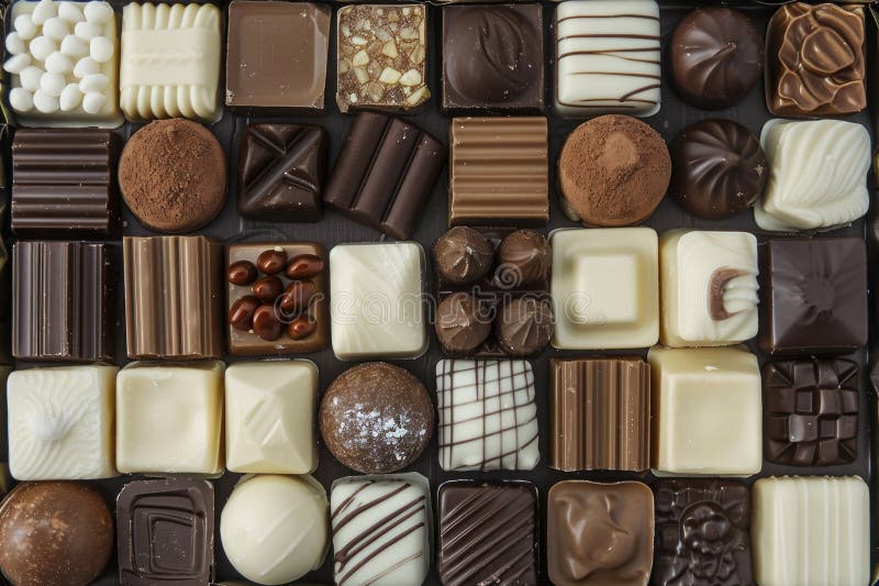 Box Assorted Chocolates Different Shapes Colors Stock Photos - Free ...