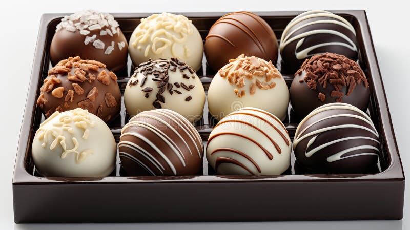 A Box of Assorted Chocolates on a White Surface Stock Illustration ...