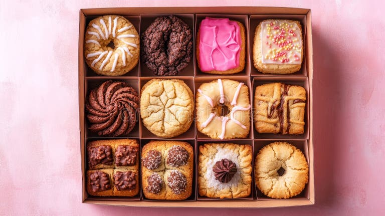 Box of Assorted Cookies with Various Styles and Flavors. Stock Image ...