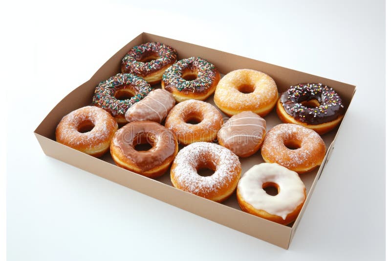 Box of Assorted Freshly Baked Donuts with Sprinkles and Filled ...