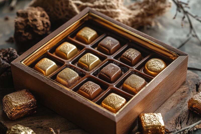 Box of Assorted Gourmet Chocolates is Displaying a Mix of Milk and Dark ...