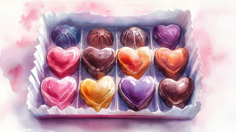 Box Assorted Heart Shaped Chocolates Vibrant Colors Stock Photos - Free ...