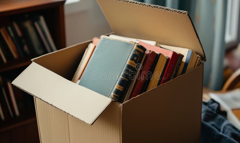 Box of Assorted Vintage Books Ready for Storage or Donation Stock Photo - Image of reading ...