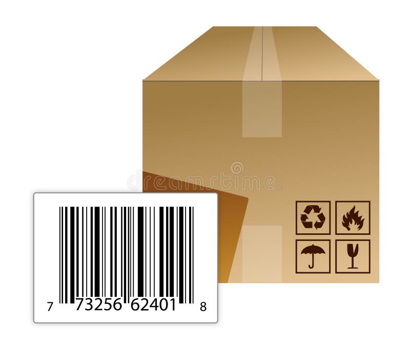 Bar Code Label on Carton Box Stock Image - Image of parcel, brown: 13384741