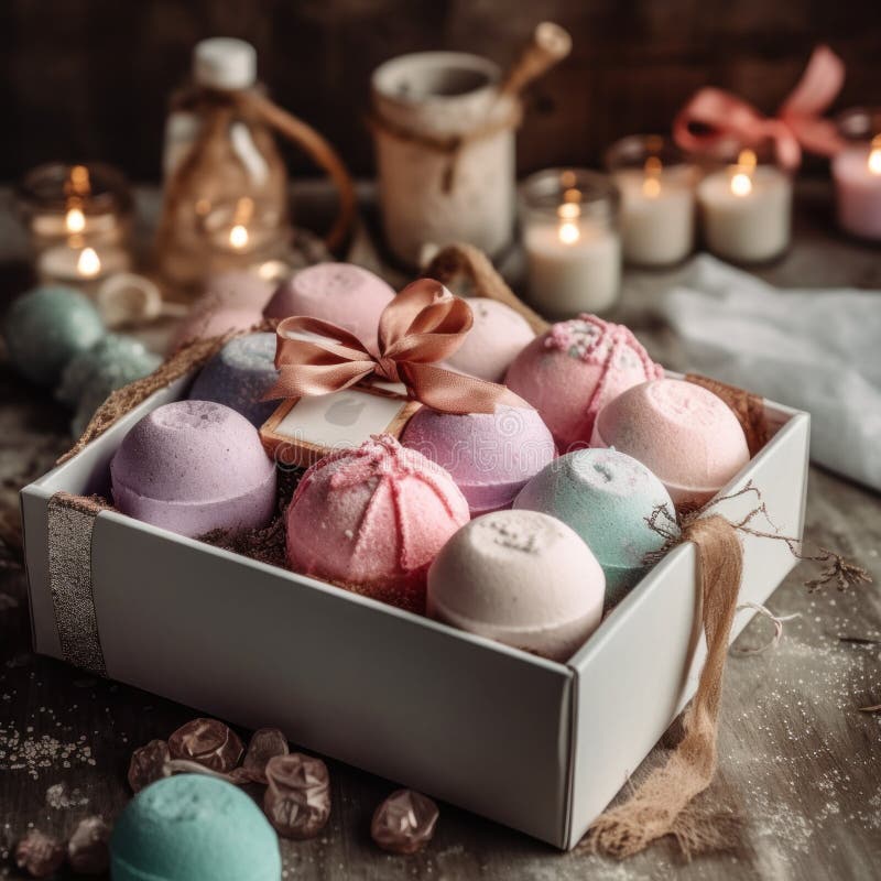 A Box of Bath Bombs Sitting on a Table. Generative AI Image. Stock ...