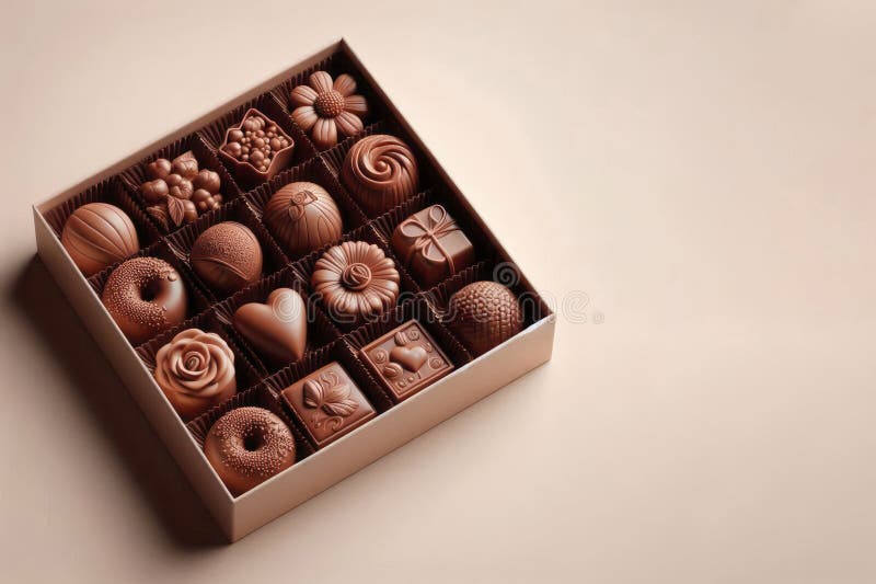A Box of Beautiful Chocolates. Space for Text. Stock Photo - Image of ...