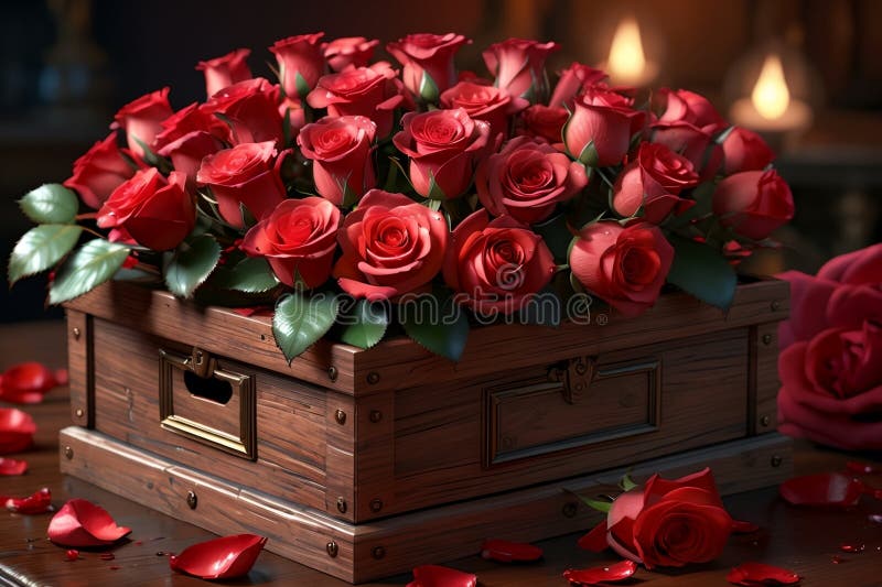 Box with Beautiful Red Roses Stock Photo - Image of bouquet, smile ...