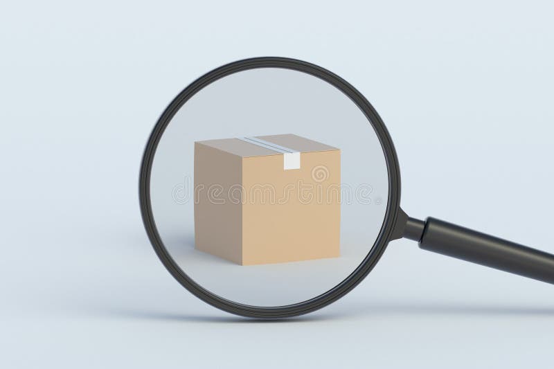 Box Behind Magnifying Glass Stock Illustration - Illustration of ...